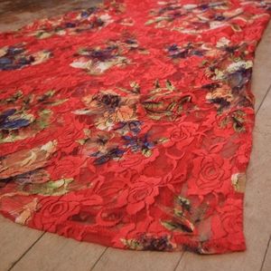 Fire Los Angeles | Dresses | Long Red Floral Lace Sexy Maxi With Side ...